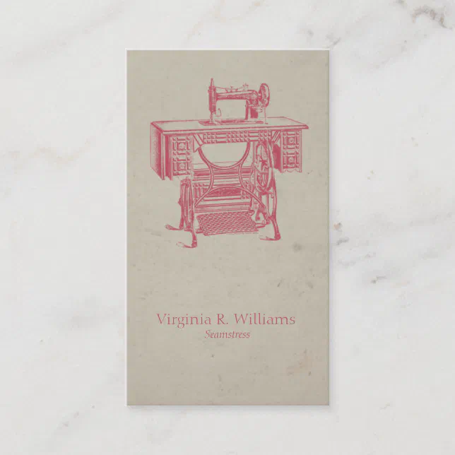 Vintage Sewing Machine Seamstress Business Card | Zazzle