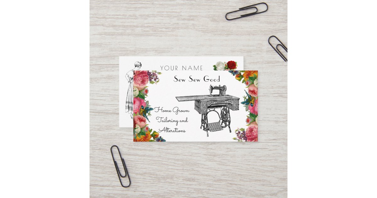 Vintage Sewing Machine Seamstress Business Cards | Zazzle
