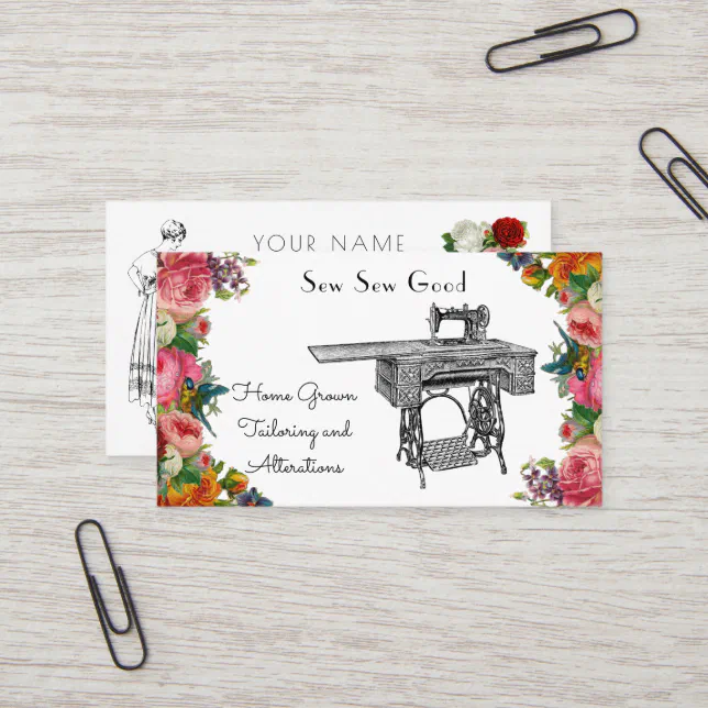 Vintage Sewing Machine Seamstress Business Cards | Zazzle