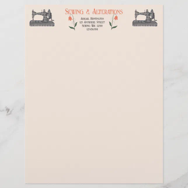 Vintage Sewing Machine Tailor Letterhead | Zazzle