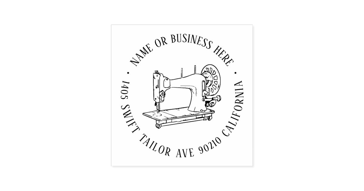 Vintage Sewing Machine Tailor Name Return Address Self-inking Stamp ...