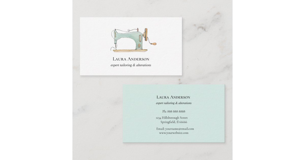 Vintage Sewing machine Tailoring Business Card | Zazzle