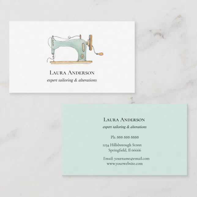 Vintage Sewing machine Tailoring Business Card | Zazzle