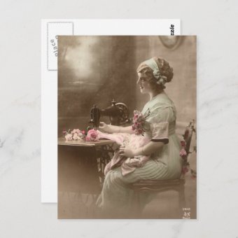 Vintage Sewing Postcard | Zazzle