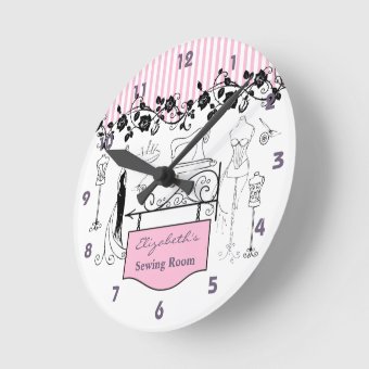 Vintage Sewing Room Clock | Zazzle