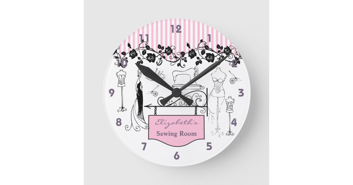 Vintage Sewing Room Clock | Zazzle