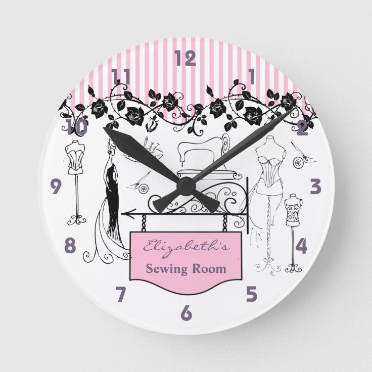 Vintage Sewing Room Clock | Zazzle