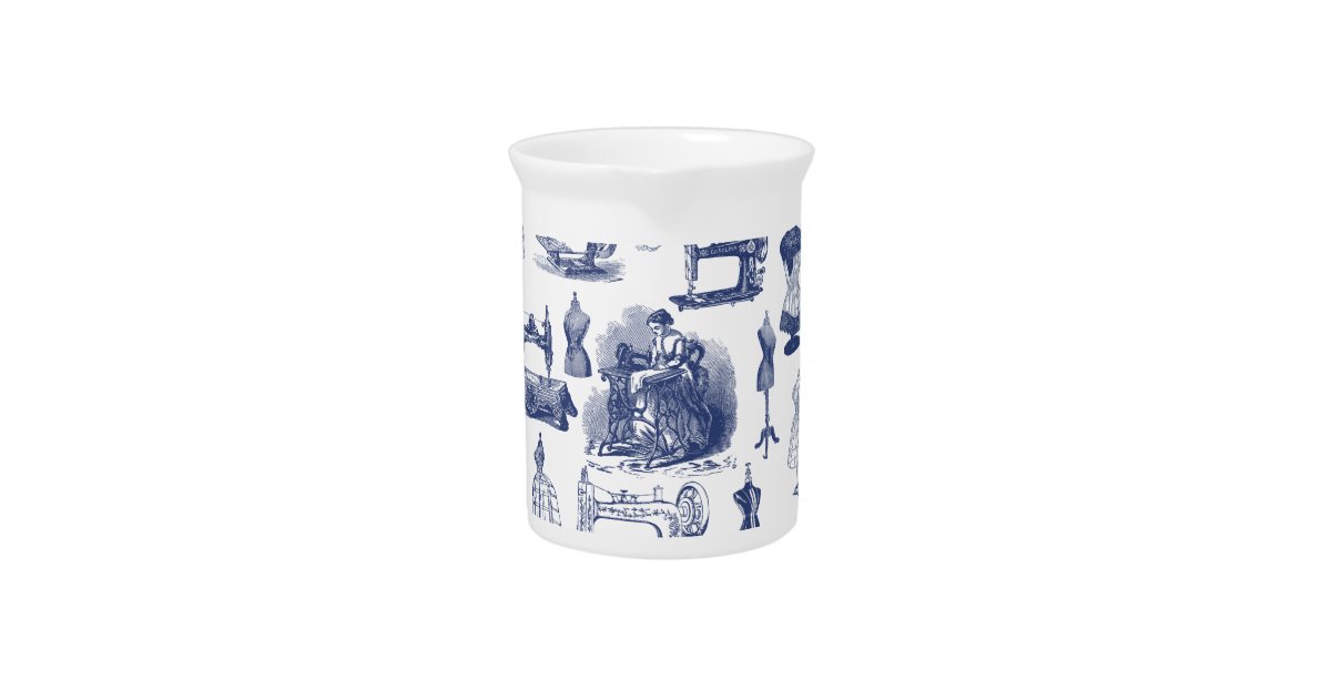 Vintage Sewing Toile Pitcher | Zazzle