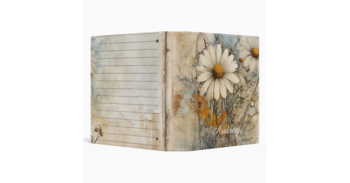 Vintage Shabby Chic 3 Ring Binder | Zazzle