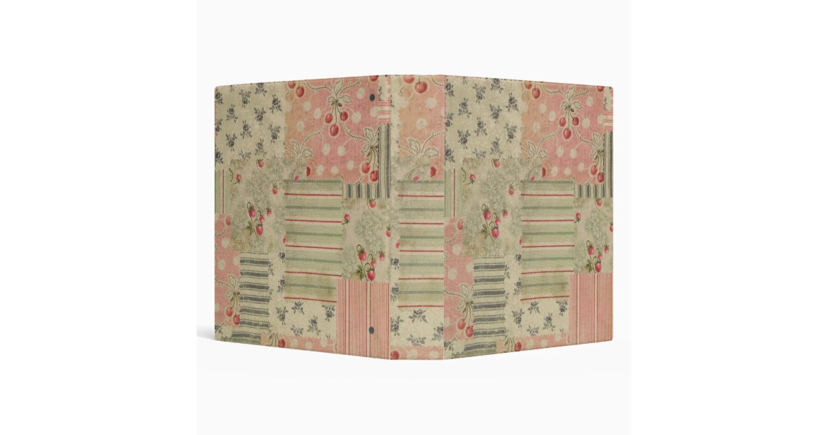 Vintage Shabby Chic Cherry Floral Decoupage 3 Ring Binder | Zazzle