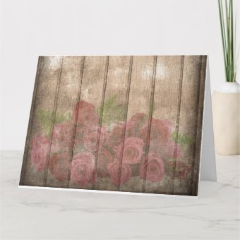Vintage Shabby Chic Faded Red Roses Card | Zazzle
