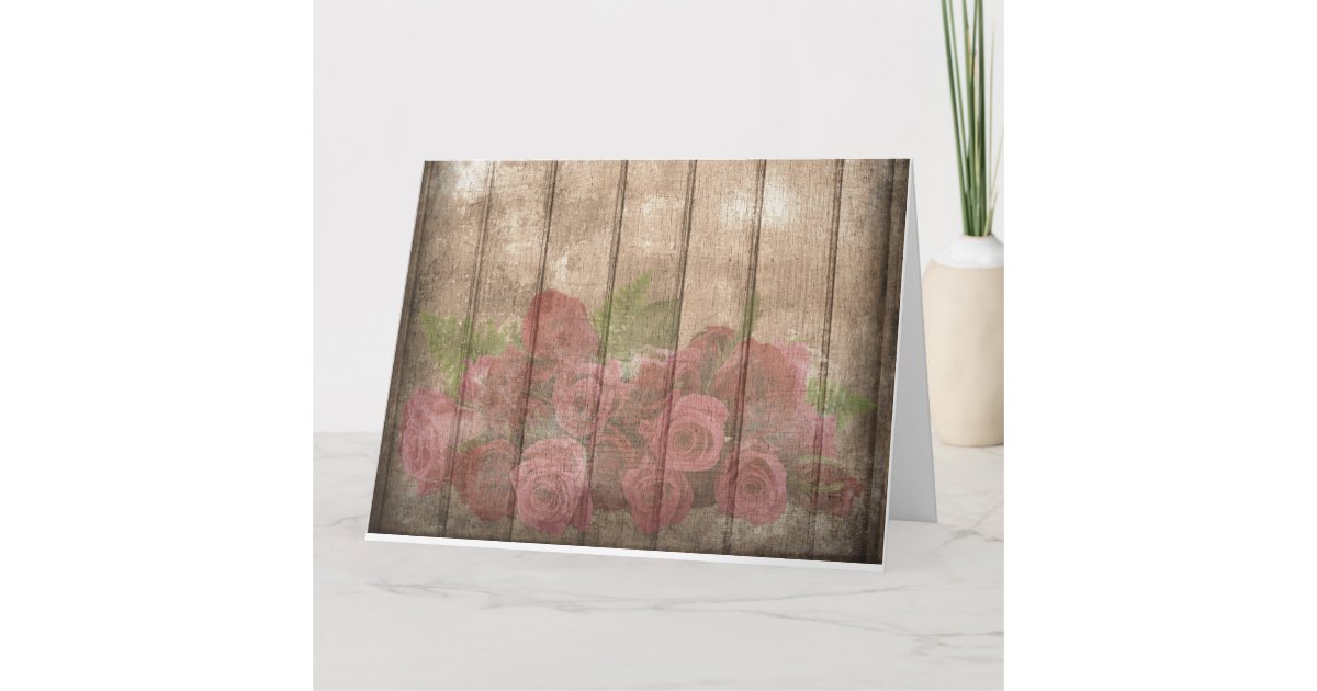 Vintage Shabby Chic Faded Red Roses Card | Zazzle