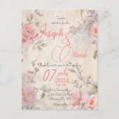 vintage shabby chic pink wedding Postcard | Zazzle