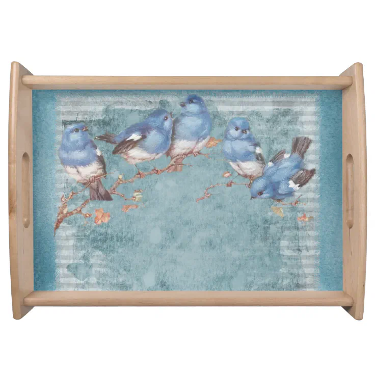 Vintage Shabby Chic Pretty Floral Birds Serving Tray | Zazzle