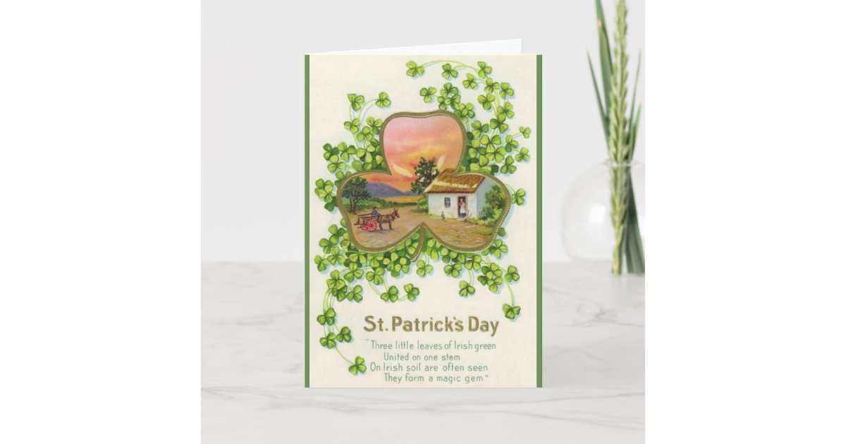 Vintage Shamrock St. Patrick's Day Greeting Card | Zazzle