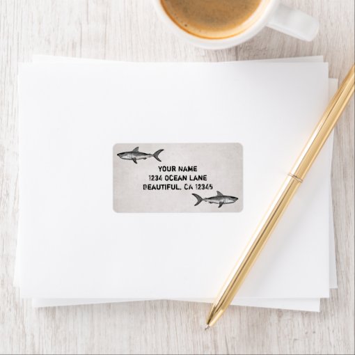 Vintage Shark Ocean Address Label | Zazzle