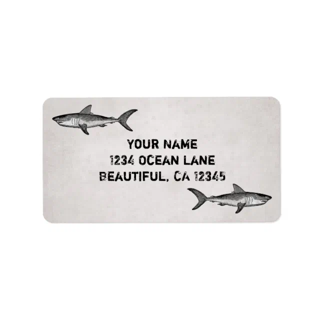 Vintage Shark Ocean Address Label | Zazzle