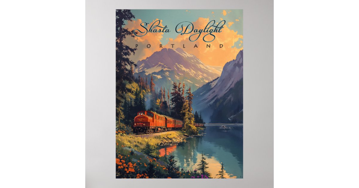 Vintage Shasta Daylight Train Poster | Zazzle
