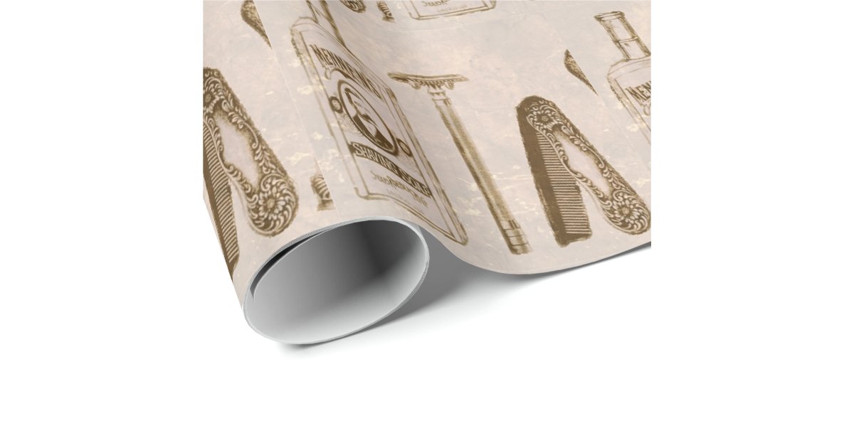 Vintage Shaving Razor Barber Fathers Day Birthday Wrapping Paper | Zazzle