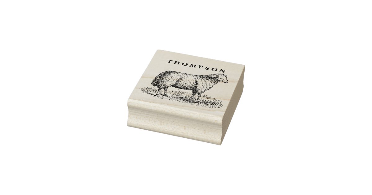 Vintage Sheep Ewe Farm Animals Drawing C Name Rubber Stamp | Zazzle