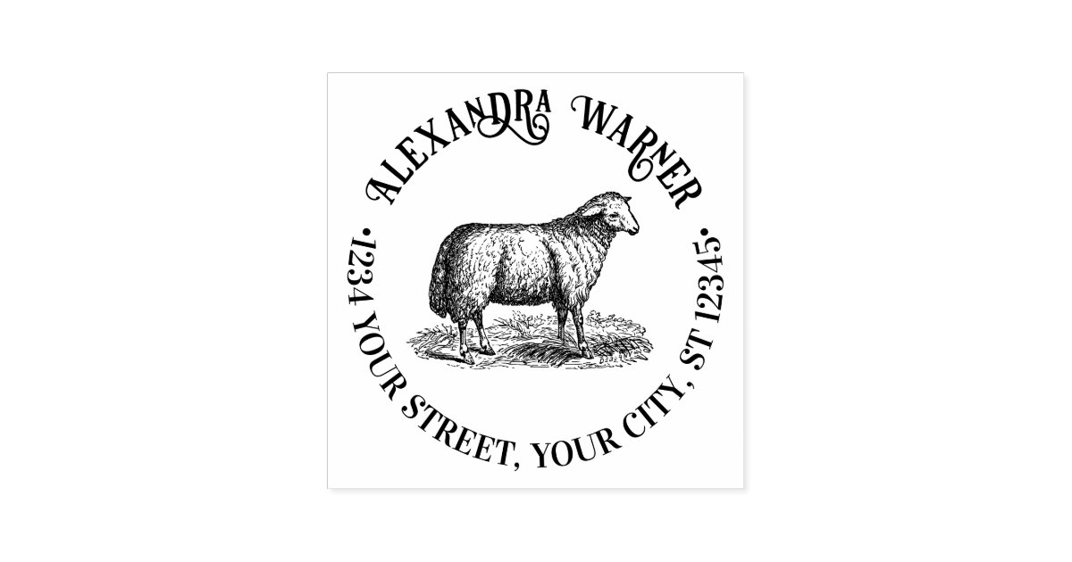 Vintage Sheep Ewe Farm Animals Name Return Address Self-inking Stamp ...