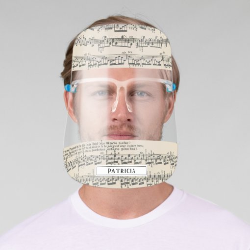 Vintage Sheet Music Face Shield | Zazzle
