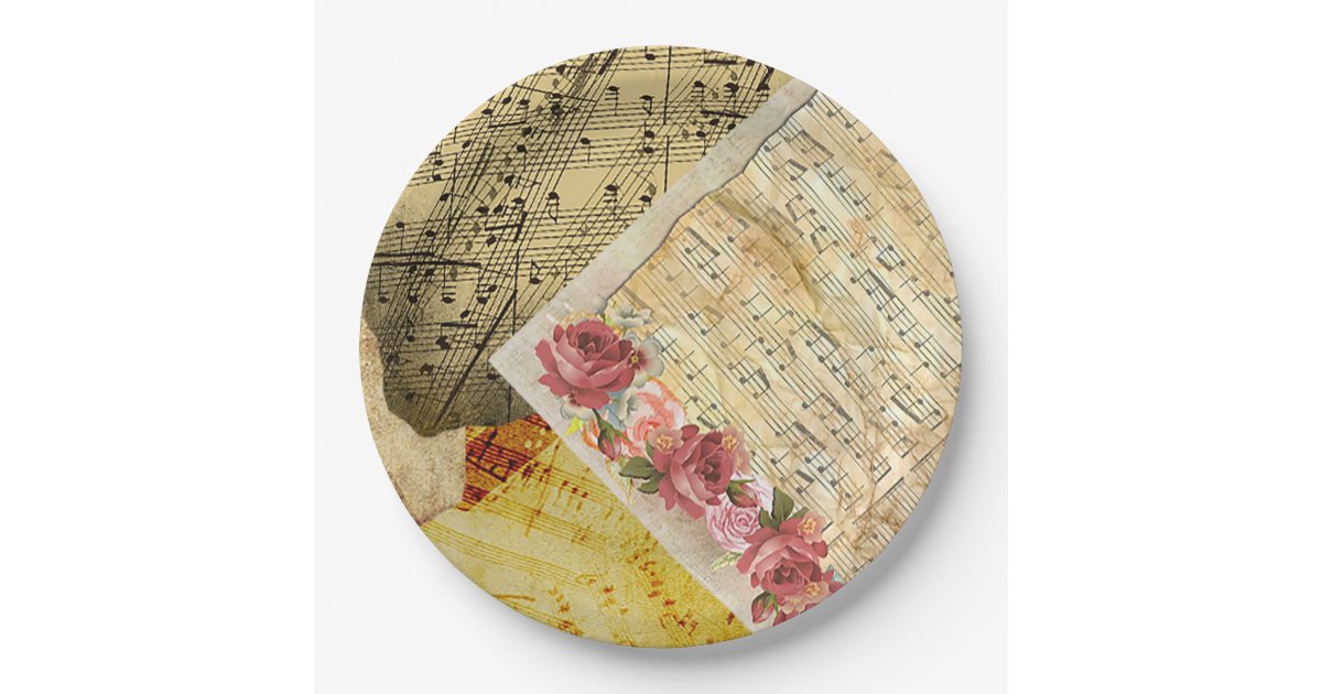Vintage Sheet Music Musical Notes Paper Plates | Zazzle