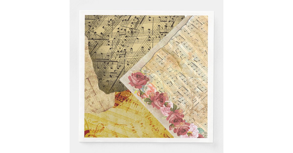 Vintage Sheet Music, Musical Notes, Piano Roses Paper Dinner Napkins ...