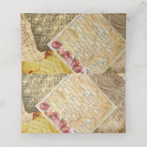 Vintage Sheet Music, Piano Musical Notes Roses Place Card | Zazzle