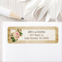 Vintage Sheet Music Pink Roses Address Labels | Zazzle