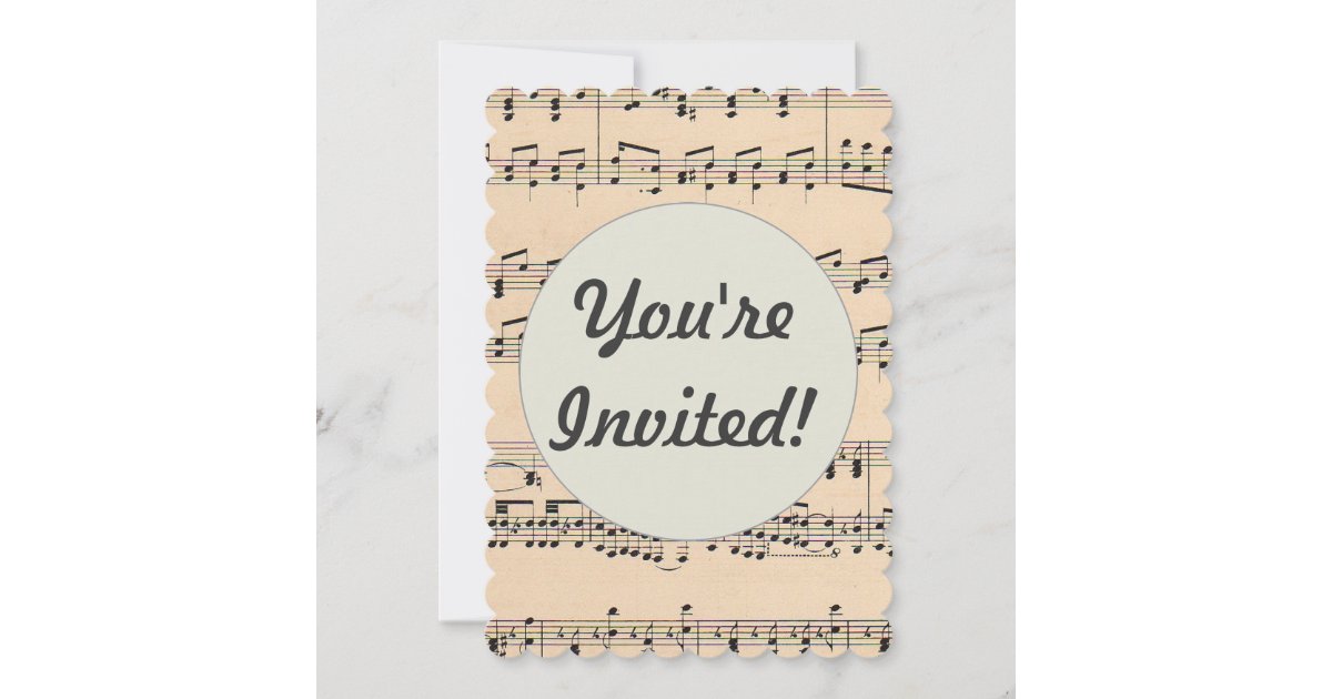 Vintage Sheet Music Score Notes Invitation | Zazzle