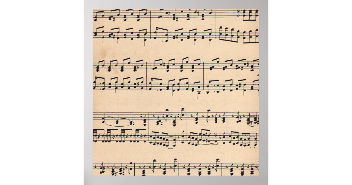 Vintage Sheet Music Score Notes Poster | Zazzle