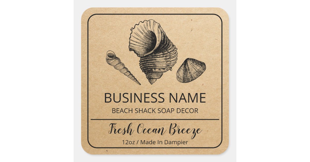 Vintage Shells Kraft Paper Soap Bar Labels | Zazzle