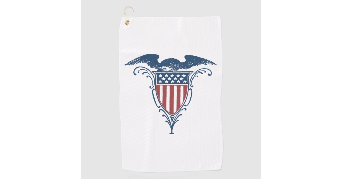 Vintage Shield Red White Blue American Eagle Stars Golf Towel | Zazzle
