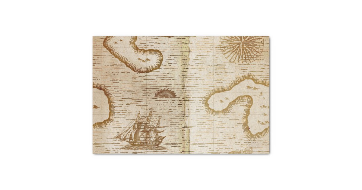 Vintage Ships Ocean Map Decoupage Tissue Paper | Zazzle