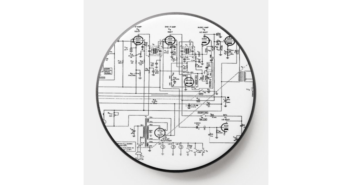 Vintage Short Wave Radio Schematic PopSocket | Zazzle