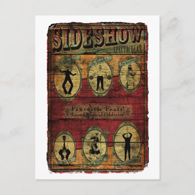 Vintage Sideshow Banner Postcard | Zazzle
