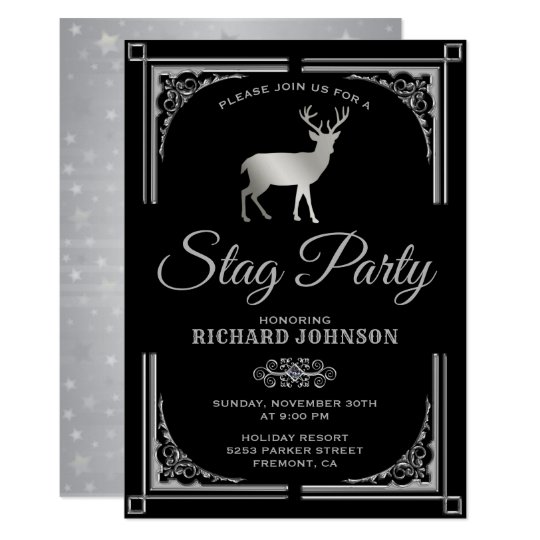Vintage Silver Stag Bachelor Party Invitation | Zazzle.com