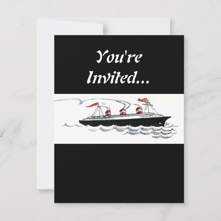Vintage Simple Ship Illustration Invitation | Zazzle.com