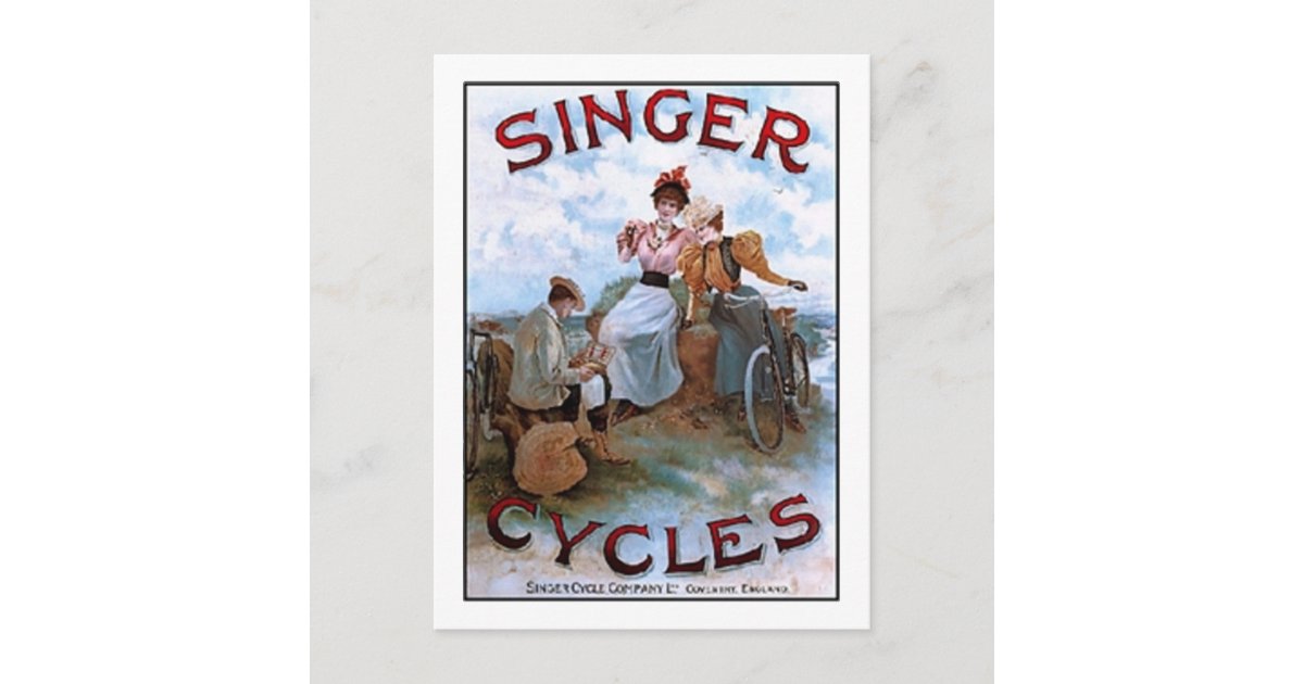 Vintage Singer Cycles Ad Postcard | Zazzle