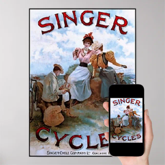 Vintage Singer Cycles Ad Poster | Zazzle