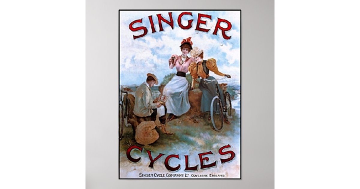 Vintage Singer Cycles Ad Poster | Zazzle
