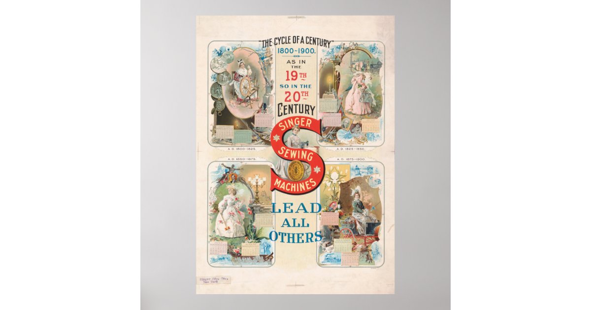 Vintage Singer Sewing Machine Ad Poster | Zazzle