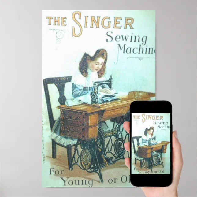 Vintage Singer Sewing Machine Poster | Zazzle