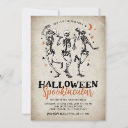 Vintage Skeleton Adult Halloween Party Invitation | Zazzle