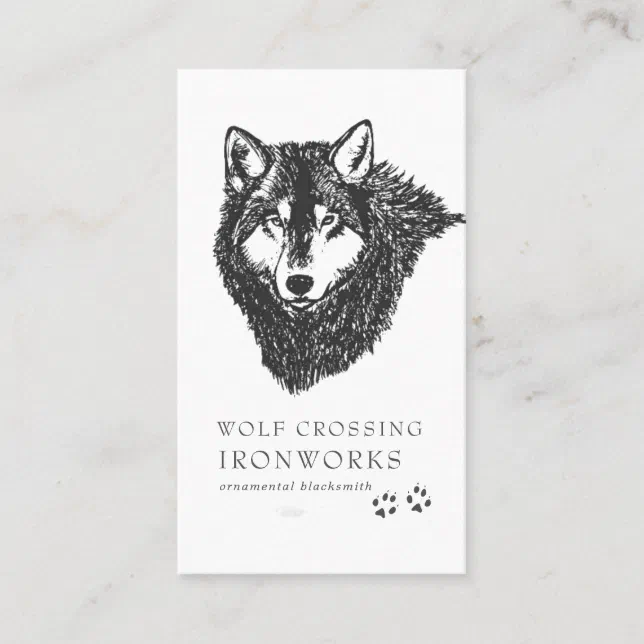 Vintage Sketch Wolf Business Card | Zazzle