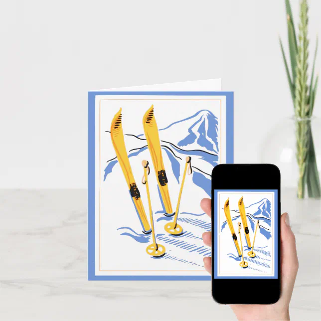 Vintage Ski Art Card | Zazzle