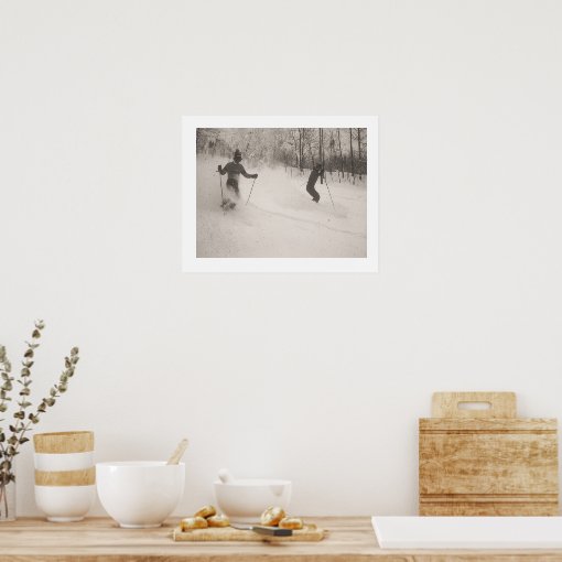 Vintage ski image, Powder is wonderful Poster | Zazzle