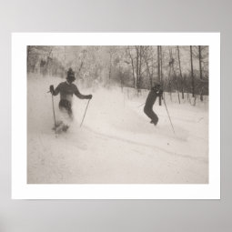 Vintage ski image, Powder is wonderful Poster | Zazzle