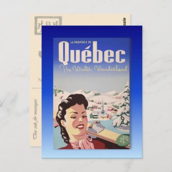Vintage Ski Poster, Quebec Postcard | Zazzle